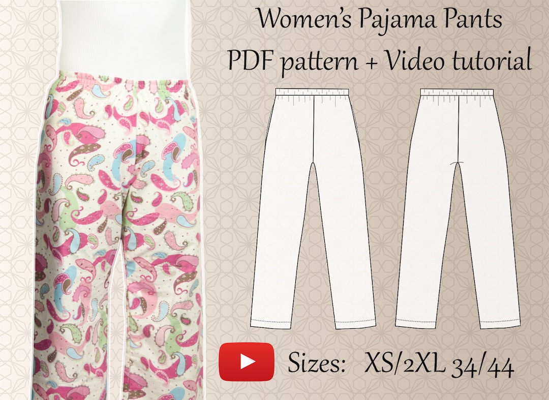 Women's Pajama Pants PDF Sewing Pattern & Video Tutorial Sizes XS to ...