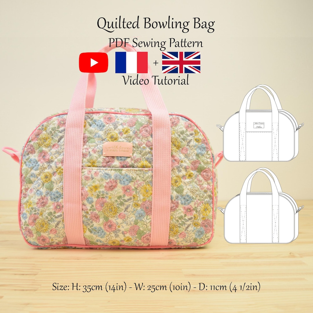 Quilted Bowling Travel Bag With Pockets - PDF Sewing Pattern & Video ...