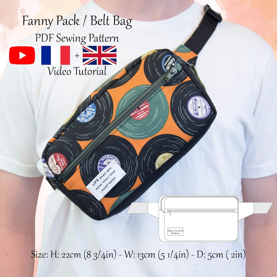 Fanny Pack / Waist Bag With 2 Compartments - PDF Sewing Pattern & Video ...
