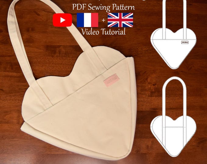 Heart Shaped Tote Bag Sewing Pattern PDF Printable Instant Download DIY ...