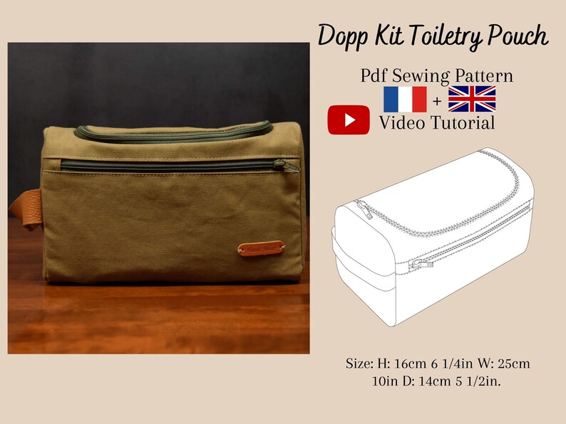 Dopp Kit Toiletry Pouch With Pockets and a Handle PDF Sewing Pattern ...