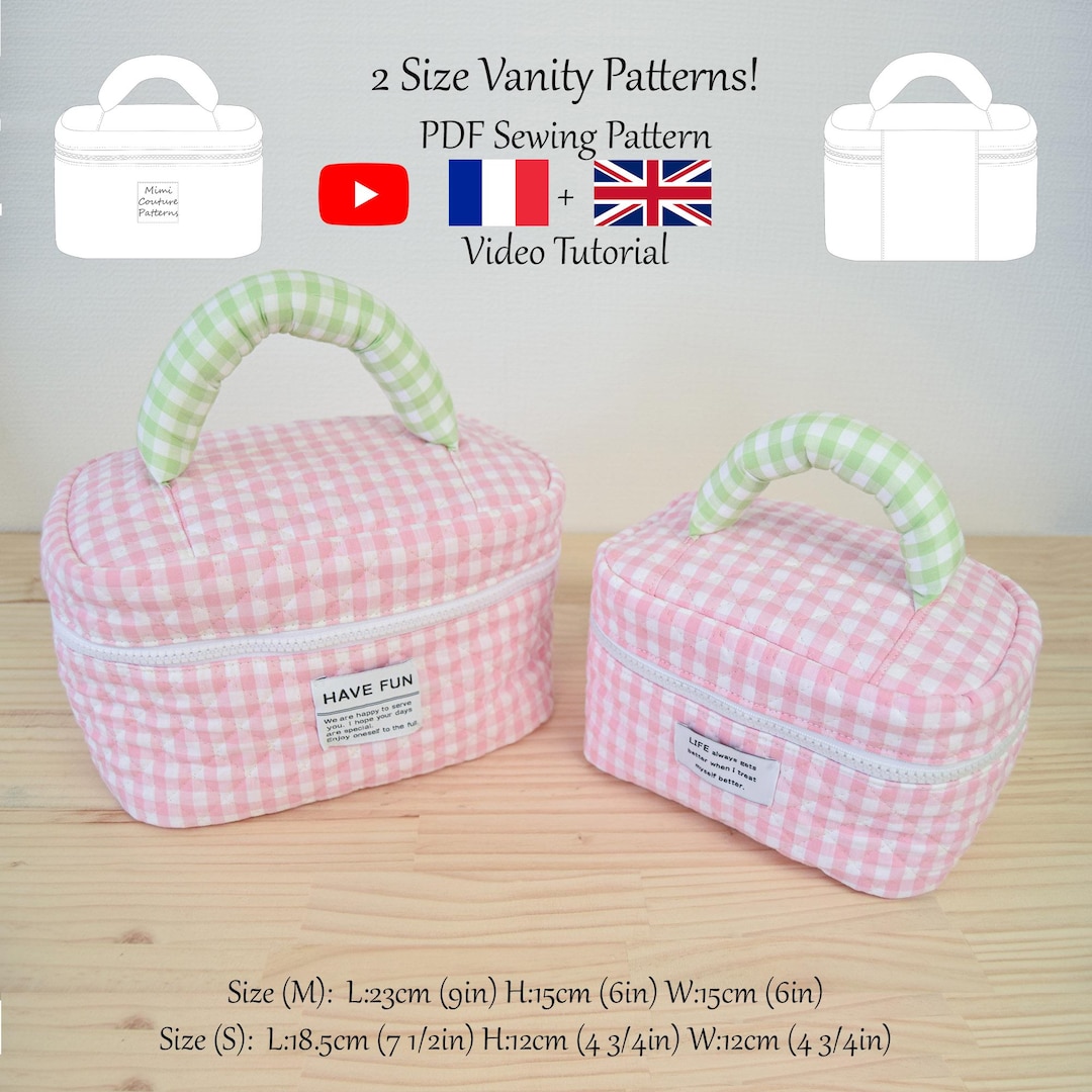Quilted Vanity Bag / Toiletry Pouch / Makeup Bag - PDF Sewing Pattern & Video Tutorial - Two ...