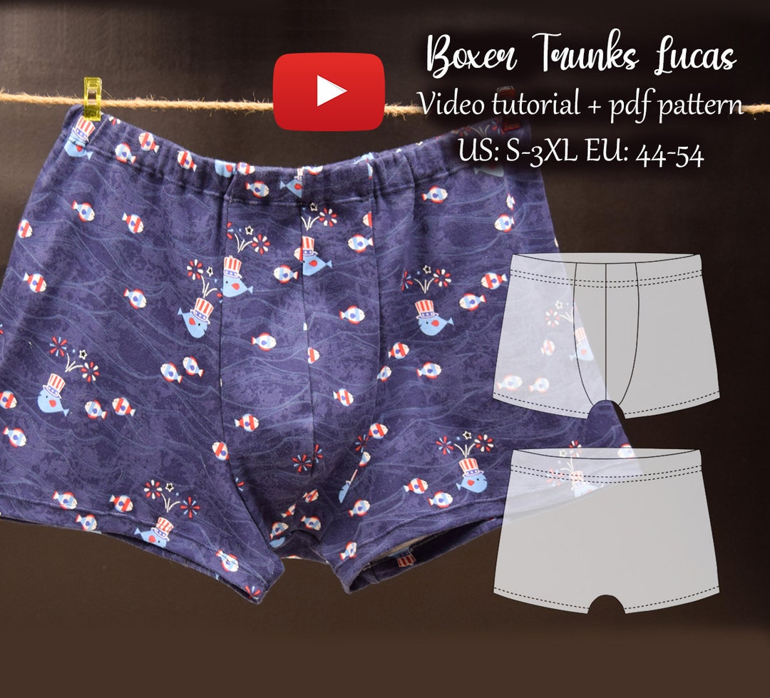 Men's Boxer Trunks PDF Sewing Pattern & Video Tutorial - Sizes S to 3XL ...