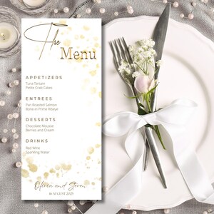 Gold Wedding Menu Template Elegant Gold Wedding Menu Sign Printable ...
