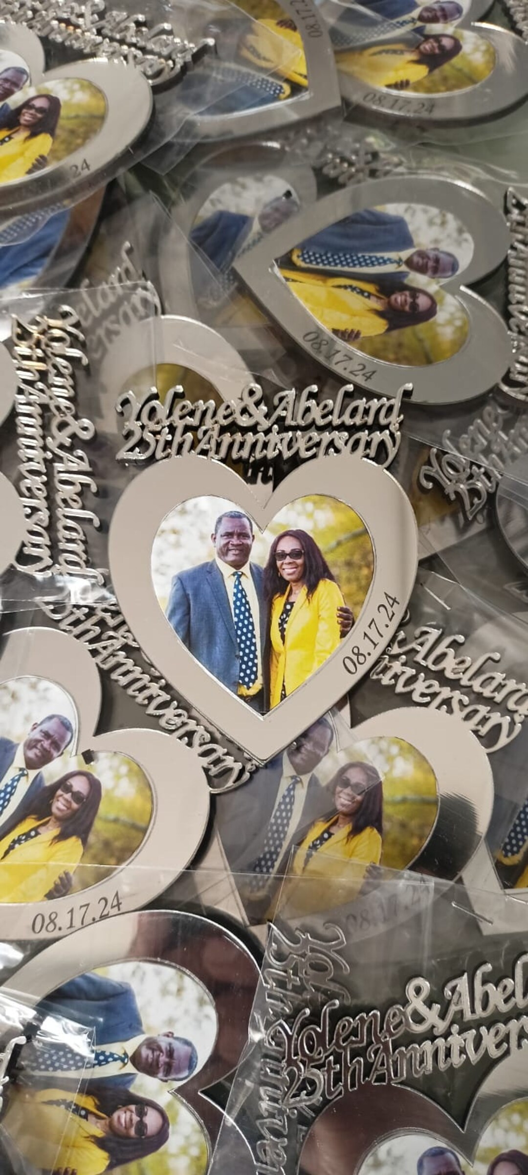 25 Pcs Pleksi Anniversary Heart Custom Frame With Photo Magnet, Wedding ...