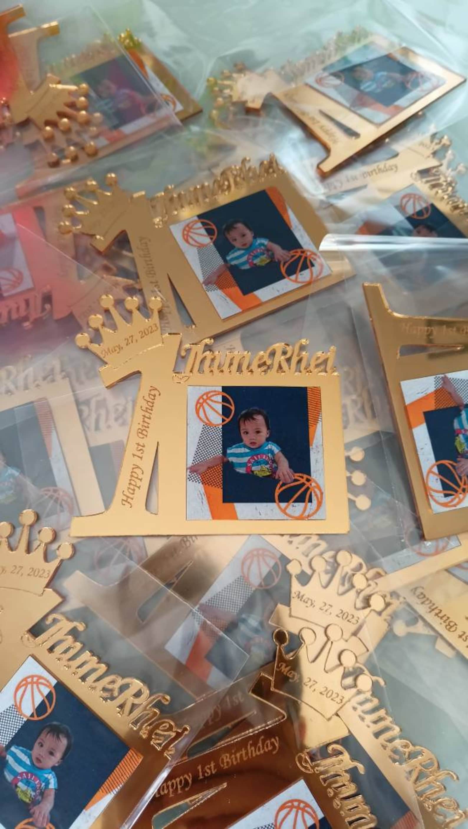 Basketball Ball Themed Plexiglass Photo Framed Birthday Magnet, Custom ...