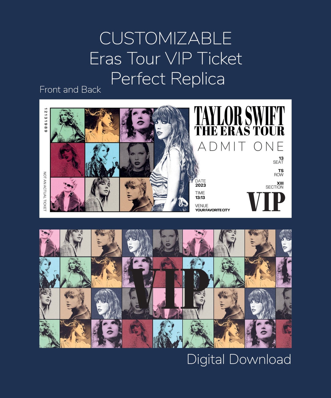 CUSTOM-MADE DIGITAL Taylor Eras Vip Ticket Exact Replica of Original ...