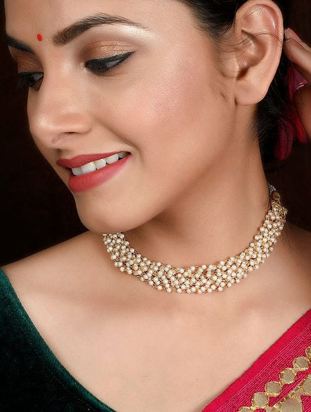 Multi Layered Semi Precious Pearl Stone Beaded Necklace/indian - Etsy