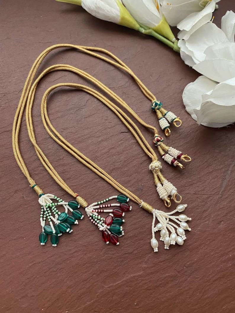 Pack of 12 Indian Back Rope Hook Gold Color Dori/ Adjustable Handmade ...