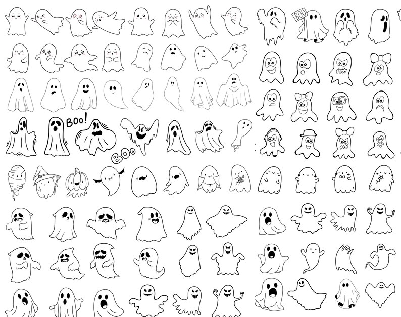 300 Halloween Ghost Svg Bundle, Ghost Svg, Cute Halloween , Ghost ...