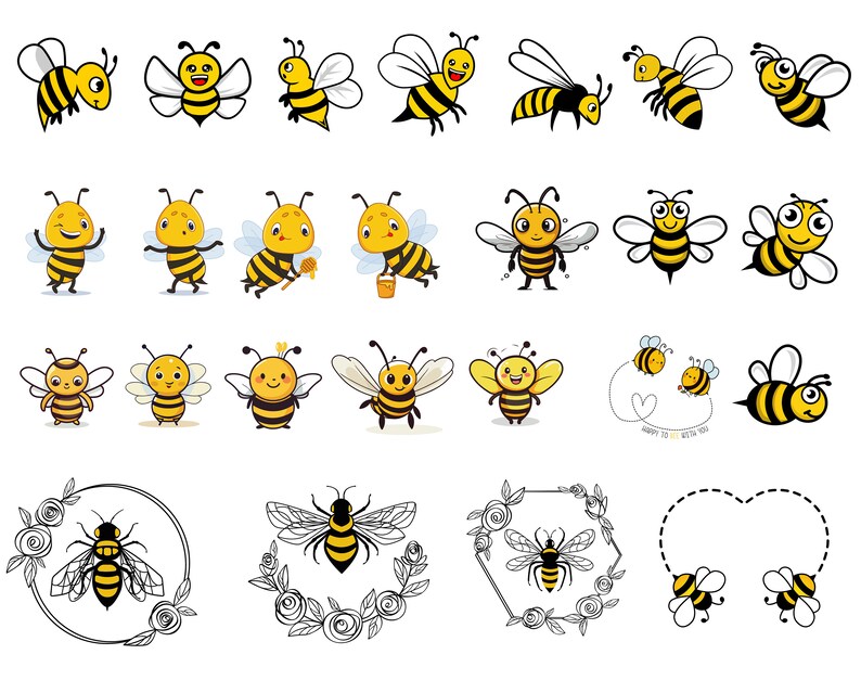 200 Bee Svg Bundle, Bee Clipart, Bumble Bee Svg, Honey Svg, Bee Clipart ...