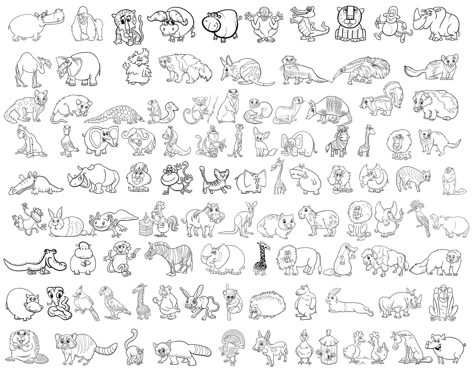 100 Animal Svg, Animal Doodle Svg Bundle, Safari Animal Svg, Cute ...