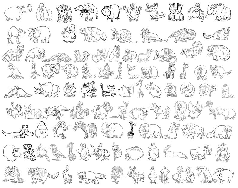 100 Animal Svg, Animal Doodle Svg Bundle, Safari Animal Svg, Cute ...