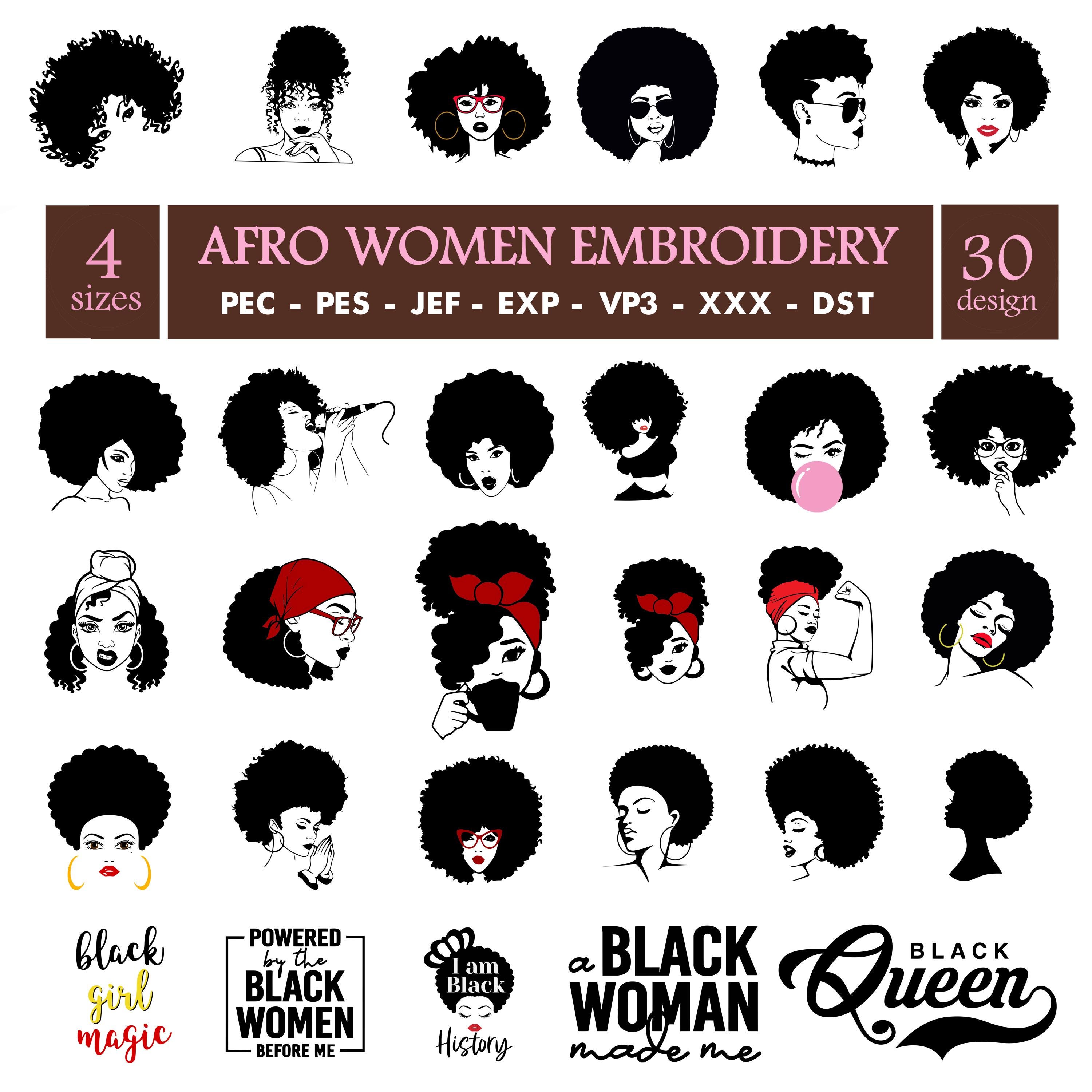 Afro Woman Machine Embroidery Design, African Queen Embroidery Design ...