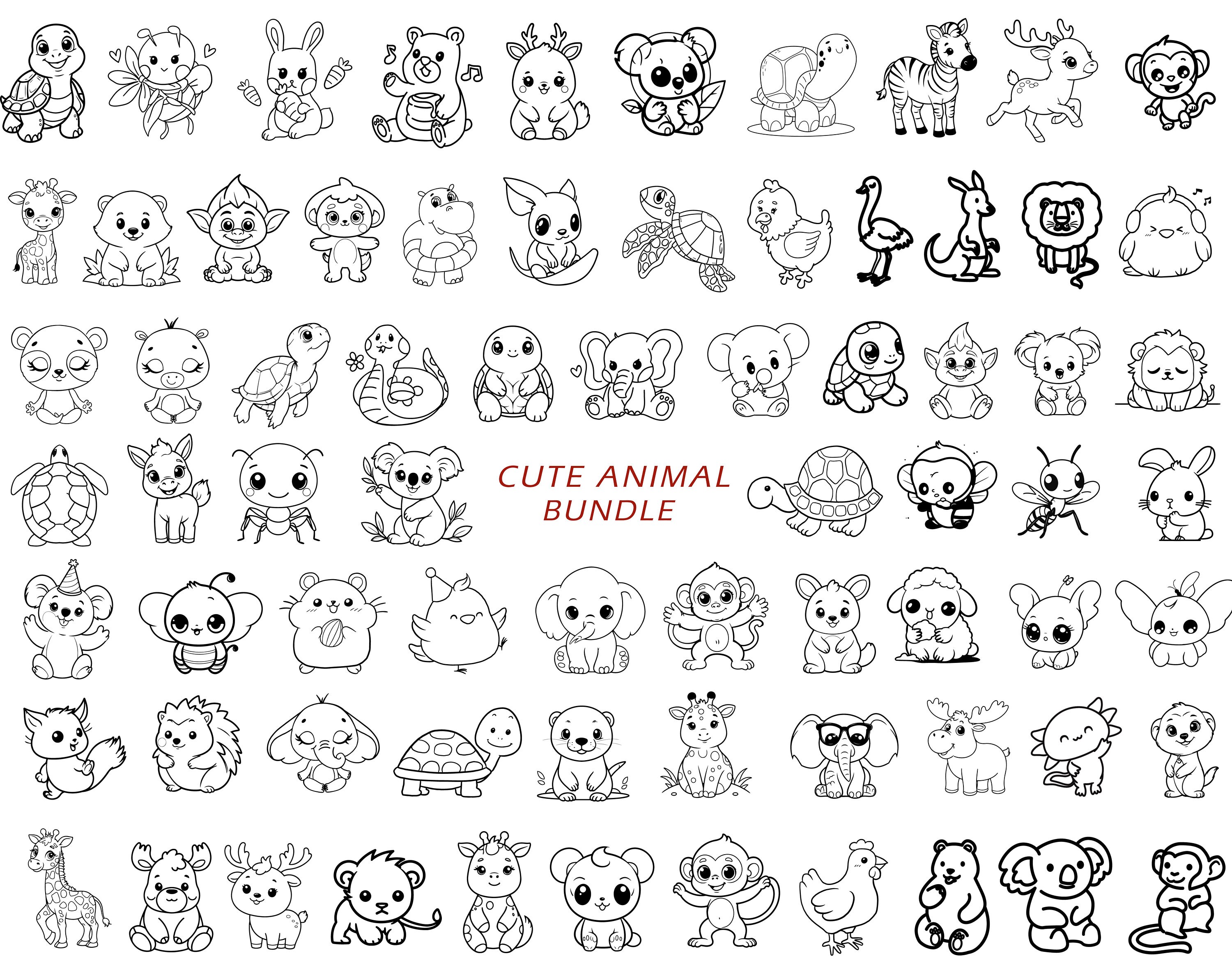 Cute Animal Bundle Svg , Animal Hand Drawn Svg, Animal Doodle Svg ...