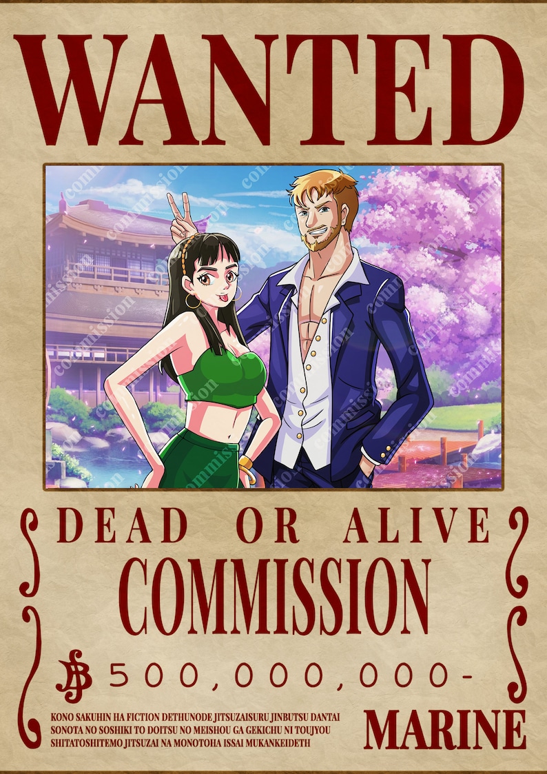 Custom Anime Couple Poster, Custom Anime Portrait , Personalized Pirate ...