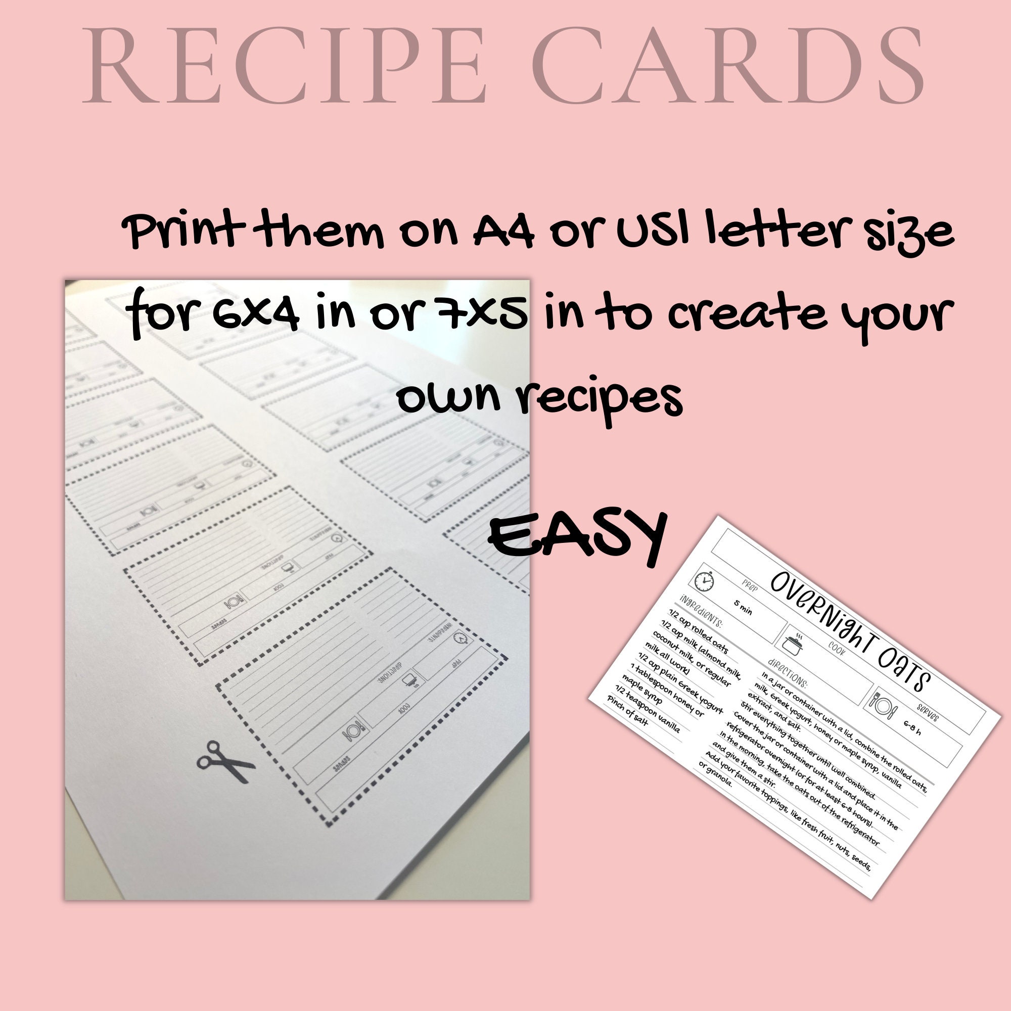 Recipe Book Template Editable Recipe Sheet Template Recipe Cards Minimal Recipe Binder85x11