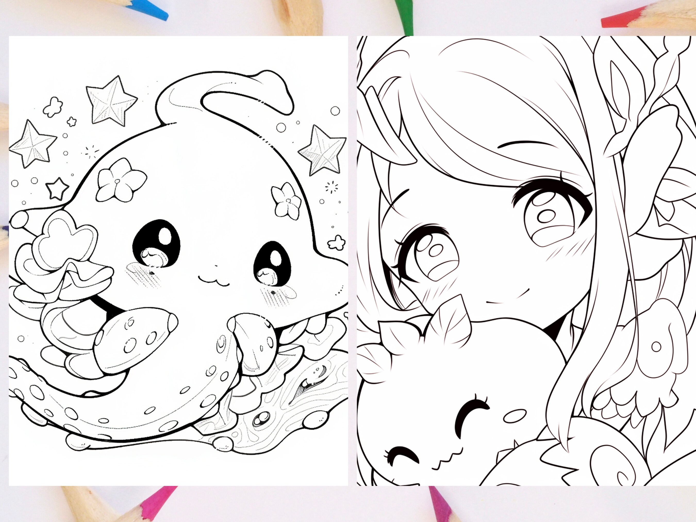 Fantasy Kawaii: Cute and Kawaii Creatures Coloring Book With Adorable ...