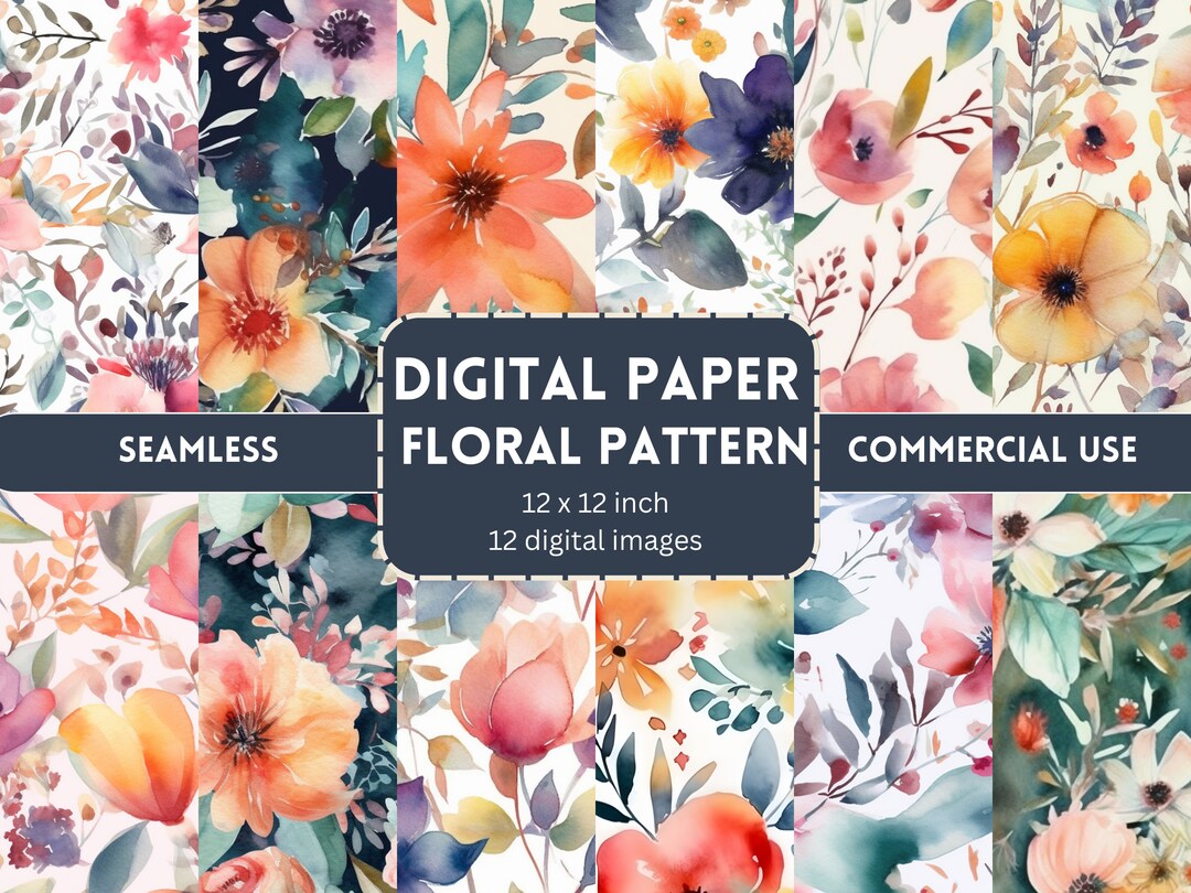 Floral Digital Backgrounds - Celebrate Spring With 12 Watercolor Flower ...