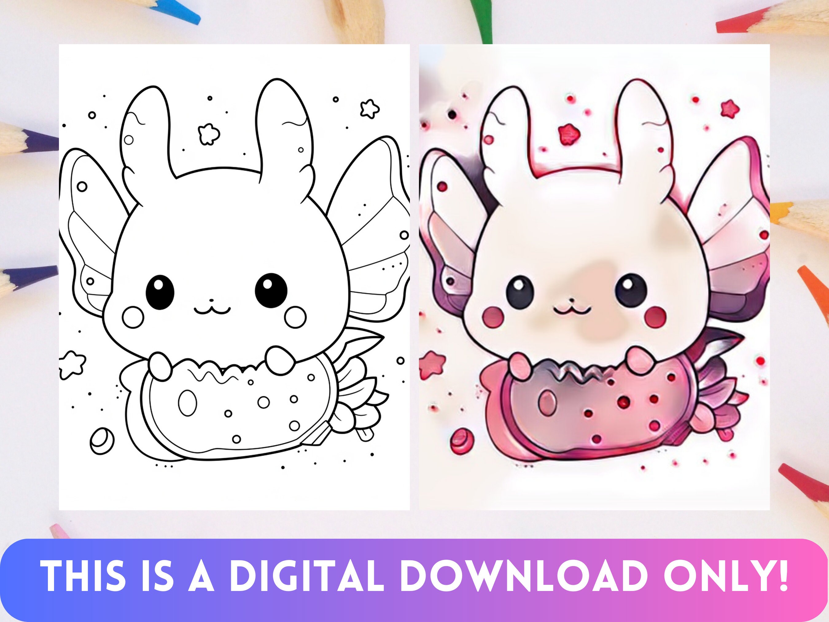 Fantasy Kawaii: Cute and Kawaii Creatures Coloring Book With Adorable ...