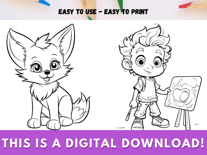 Kids Coloring Pages Coloringbook for Kids Cute Kids Coloring - Etsy