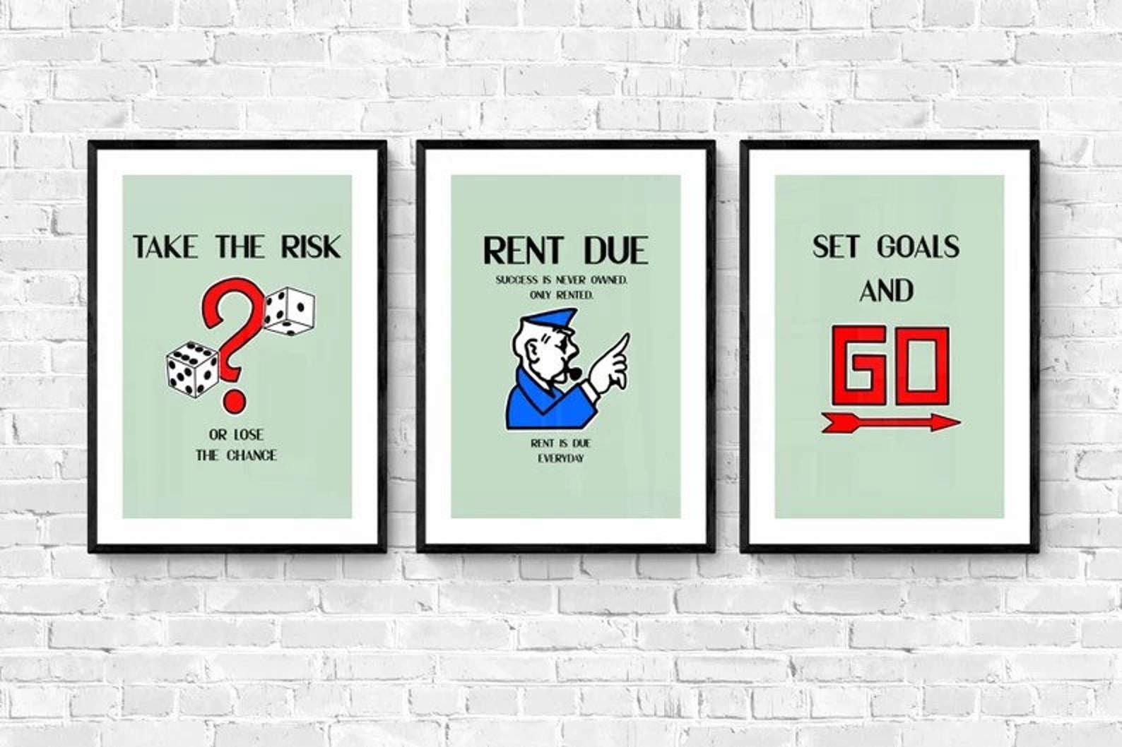 Monopoly Posters / Motivational Prints / Set of 6 / Board Game Wall Art ...