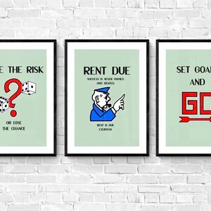 Monopoly Posters / Motivational Prints / Set of 6 / Board Game Wall Art ...