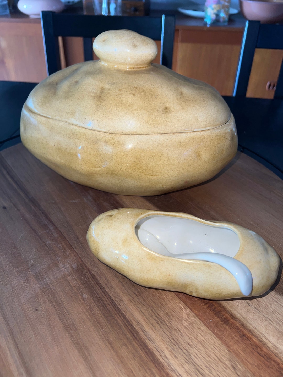 Vintage Ceramic Potato Mold With Gravy Boat Set - Etsy