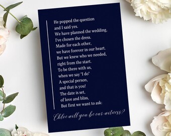 Will You Be Our Witness Card Print, Wedding Witness Proposal Card ...
