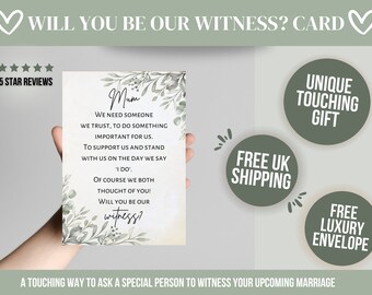 Will You Be Our Witness Card Print, Wedding Witness Proposal Card ...