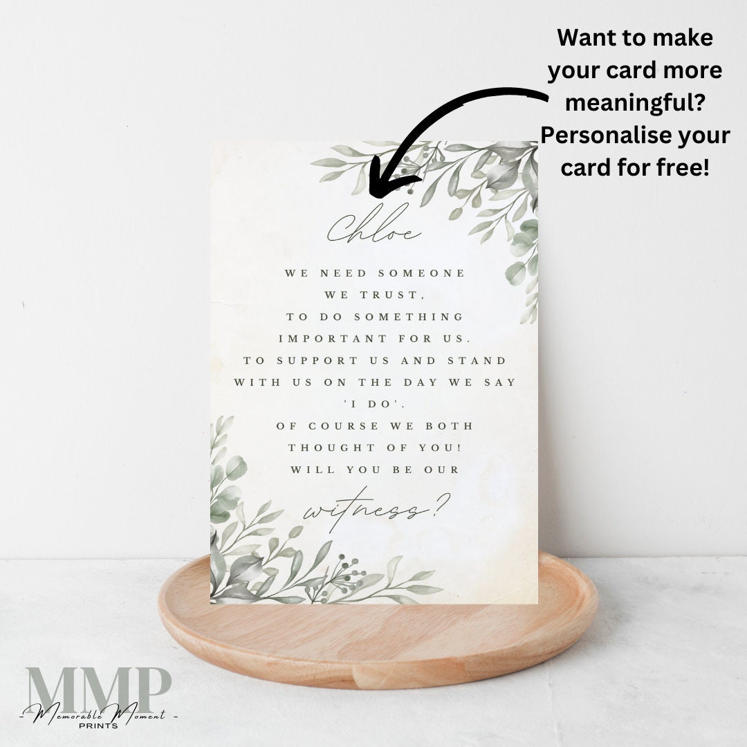 Will You Be Our Witness Card, Botanical Wedding Stationery, Wedding ...