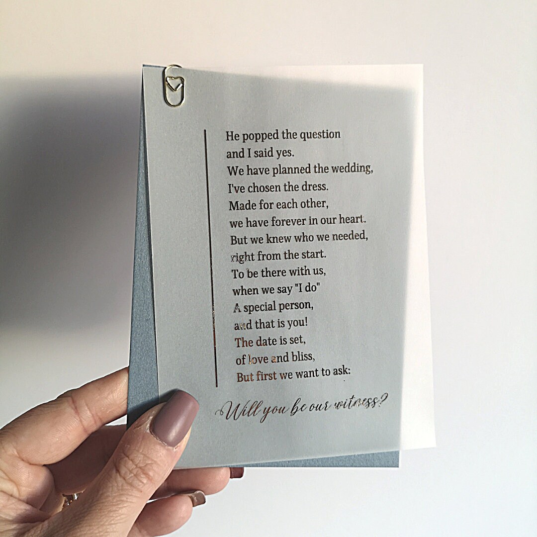 Foil Will You Be Our Witness Card, Wedding Witness Proposal Card ...