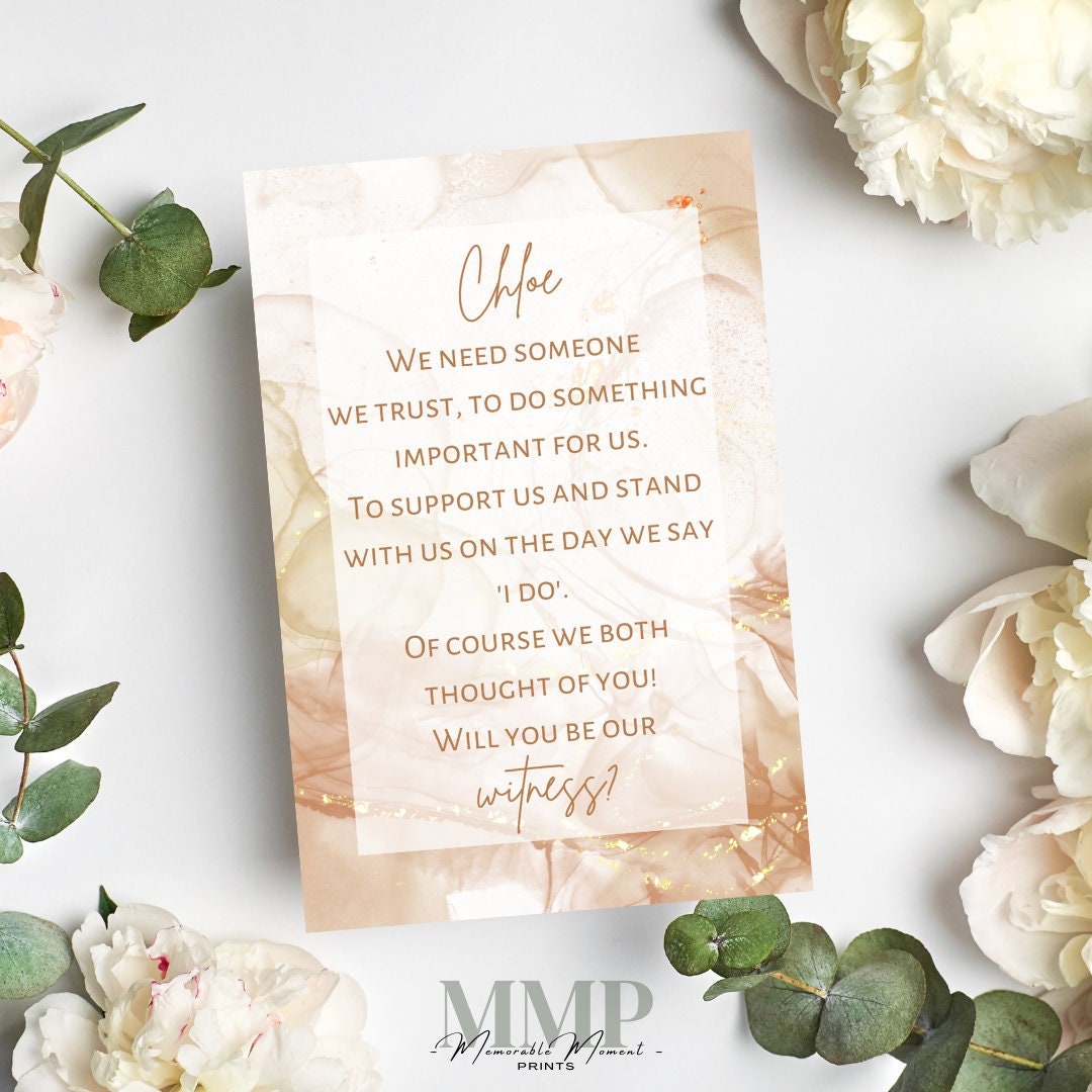 Will You Be Our Witness Card Print, Wedding Witness Proposal Card ...