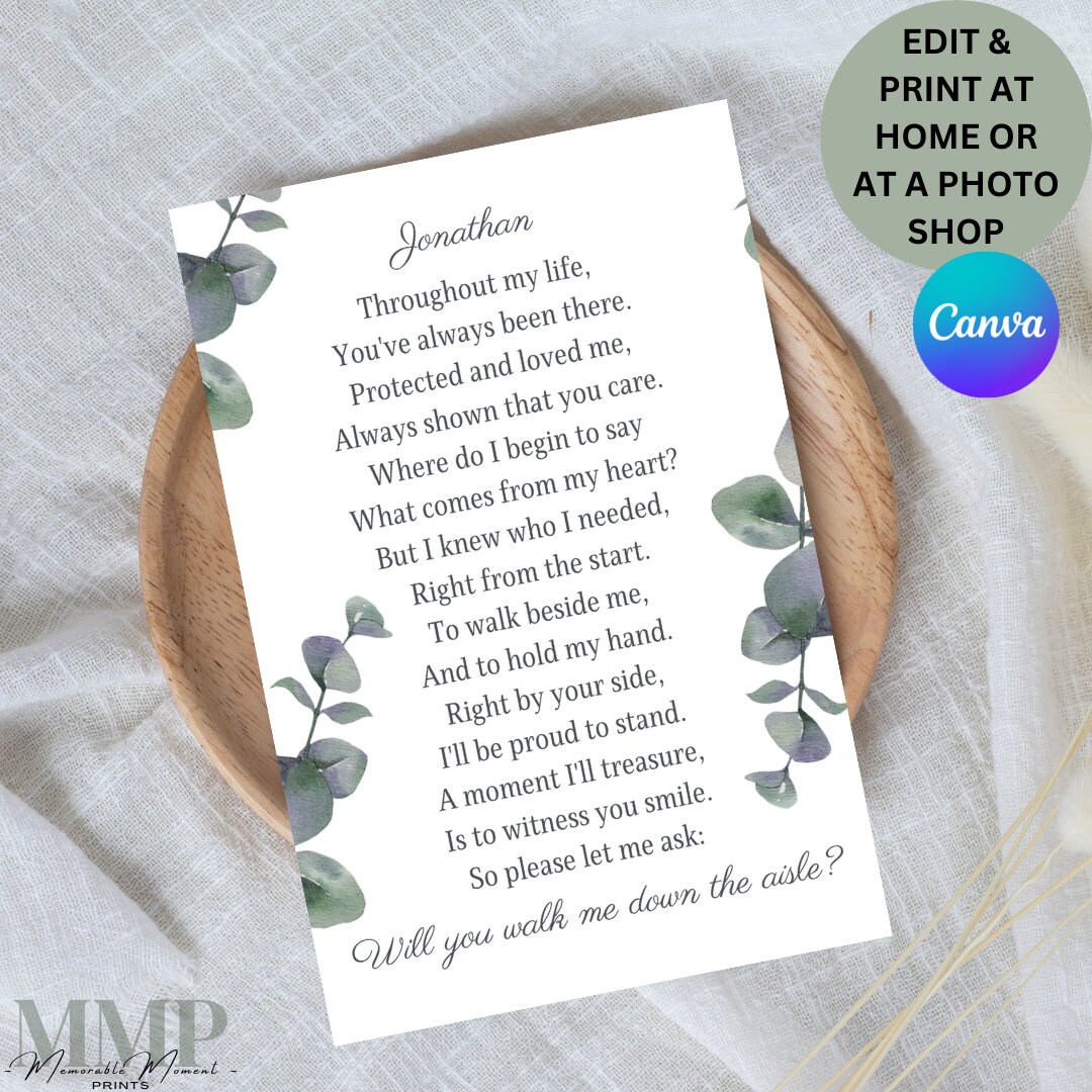 Will You Walk Me Down the Aisle Card Print Digital Walk Me - Etsy