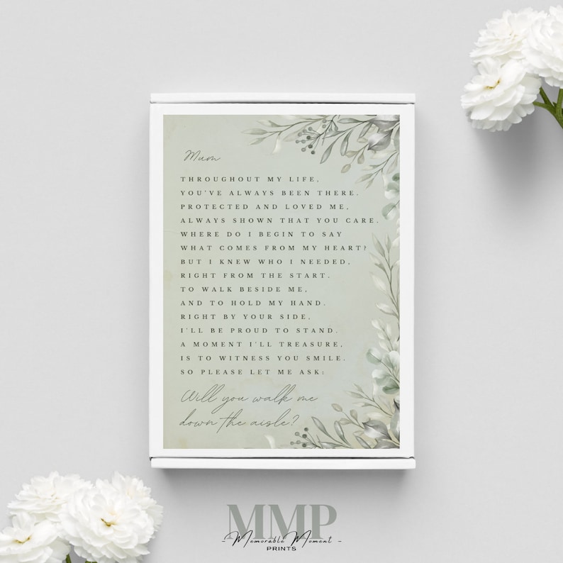 Will You Walk Me Down the Aisle Card, Walk Me Down the Aisle Poem ...