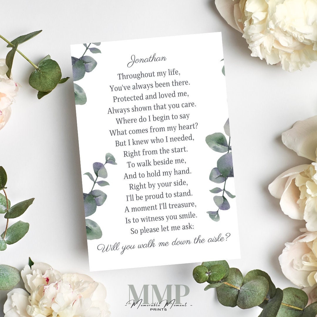 Will You Walk Me Down the Aisle Card Print Digital Walk Me - Etsy