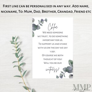 Will You Be Our Witness Card Print, Wedding Witness Proposal Card ...