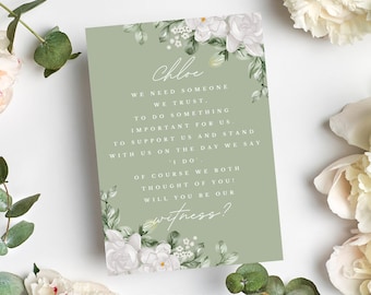 Will You Be Our Witness Card Print, Wedding Witness Proposal Card ...