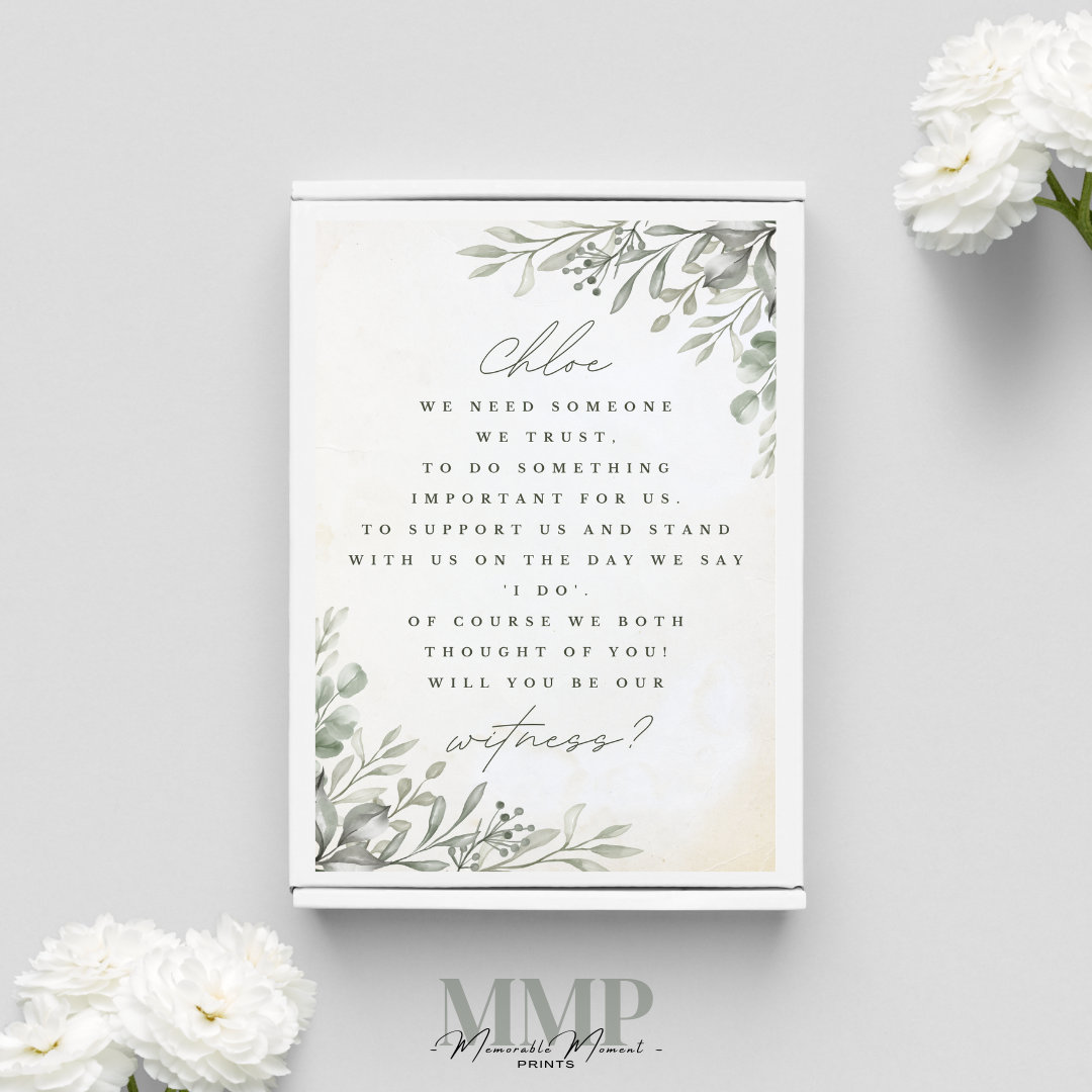 Will You Be Our Witness Card, Botanical Wedding Stationery, Wedding ...