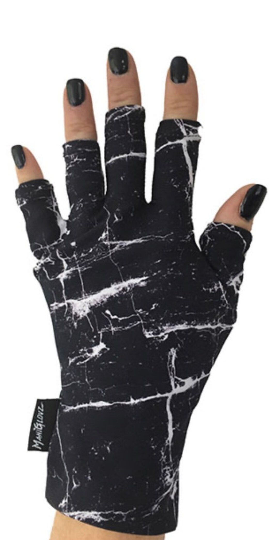 UPF 50+ UV Protective Fingerless Gloves: Black Marble Maniglovz - Etsy