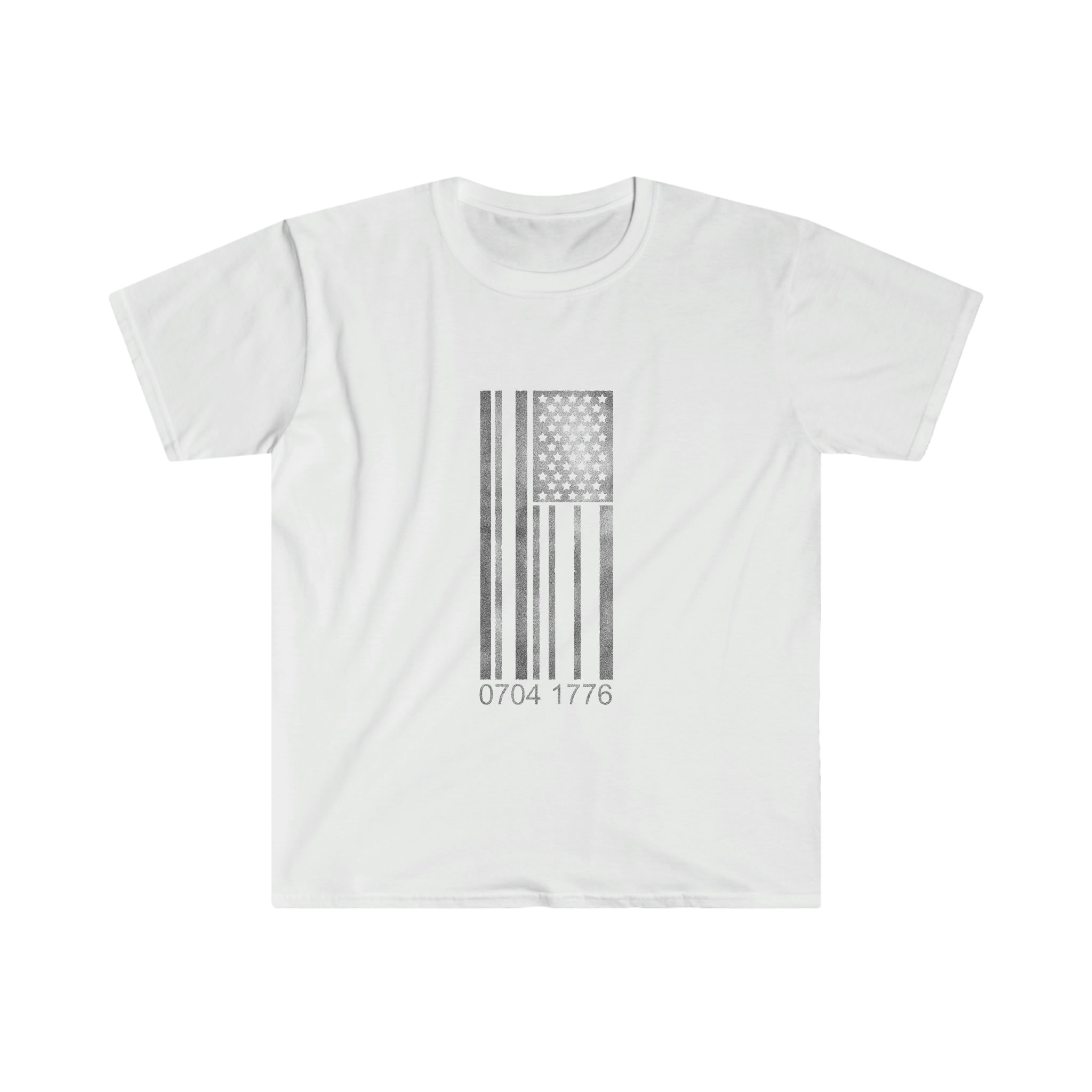USA Flag BARCODE America Black and White Unisex Softstyle T-shirt ...