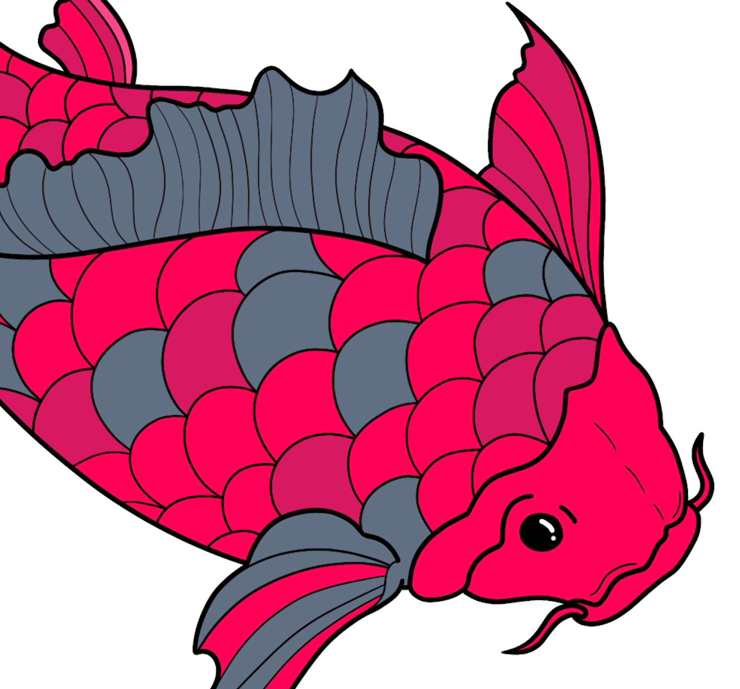 Koi Fish Print Picture Colorful Japanese Cute Carp Wall Decor Poster ...