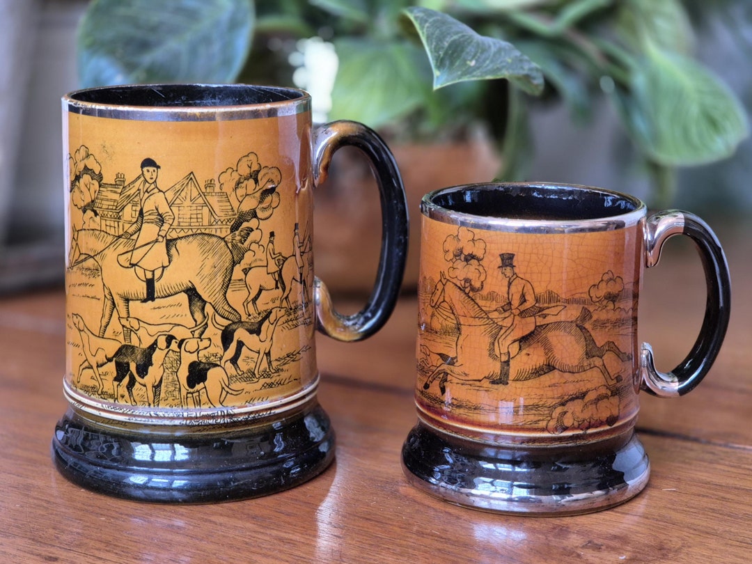 Vintage Ceramic Tankards - Lovely Treacleware Duo - One Pint and a Half ...