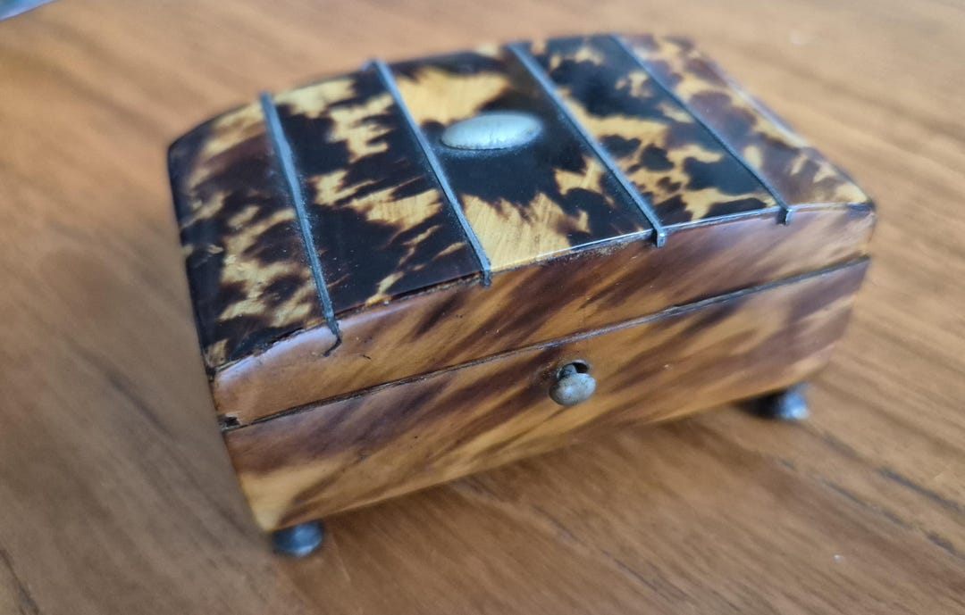 Antique Tortoise Shell Trinket Box - Fabulous Little Box Originally for ...