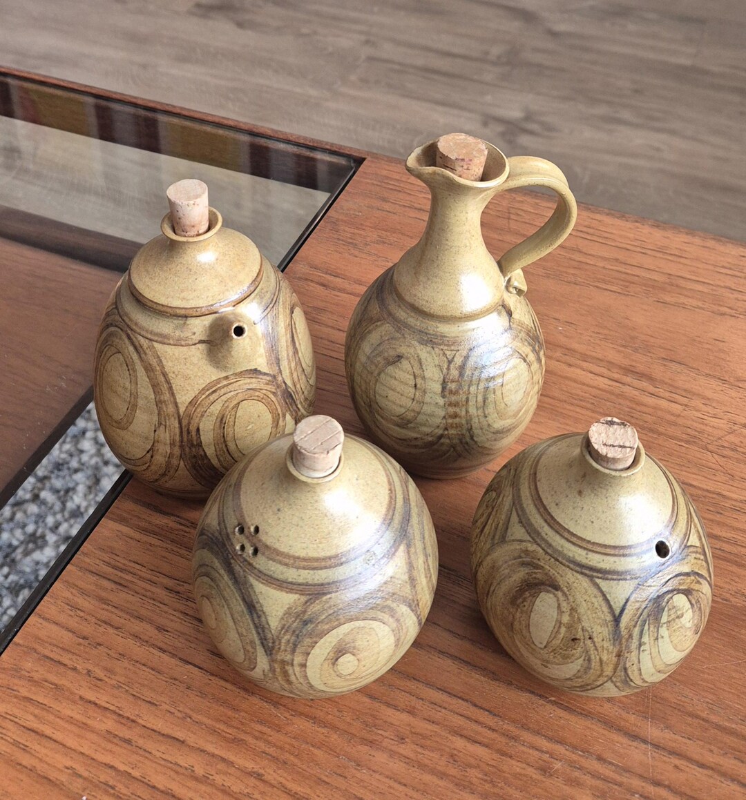 Fabulous Vintage 1970s Alvingham Studio Pottery Salt, Pepper, Oil and ...