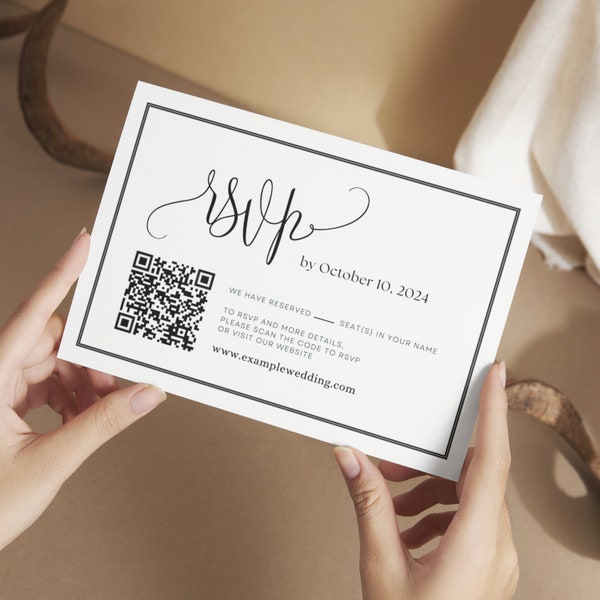 Wedding Invitation Rsvp Card Template With Qr Code - Etsy UK