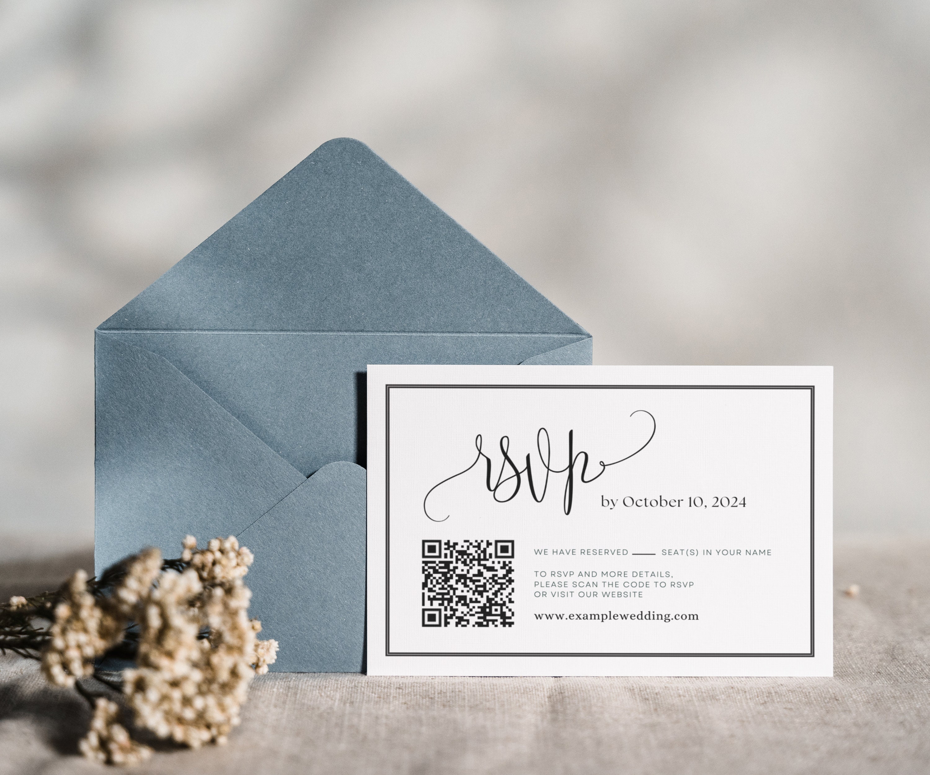 Wedding Online RSVP Card With QR Code, Minimalist Modern Simple Card ...