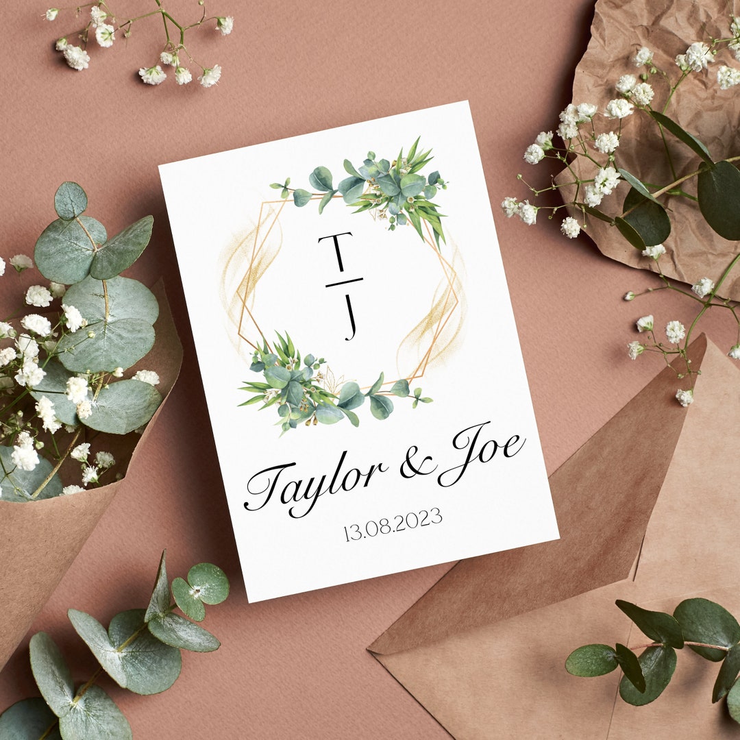 GIGI Custom Wedding Logo Monogram Emblem, Eucalyptus Floral Wreath ...