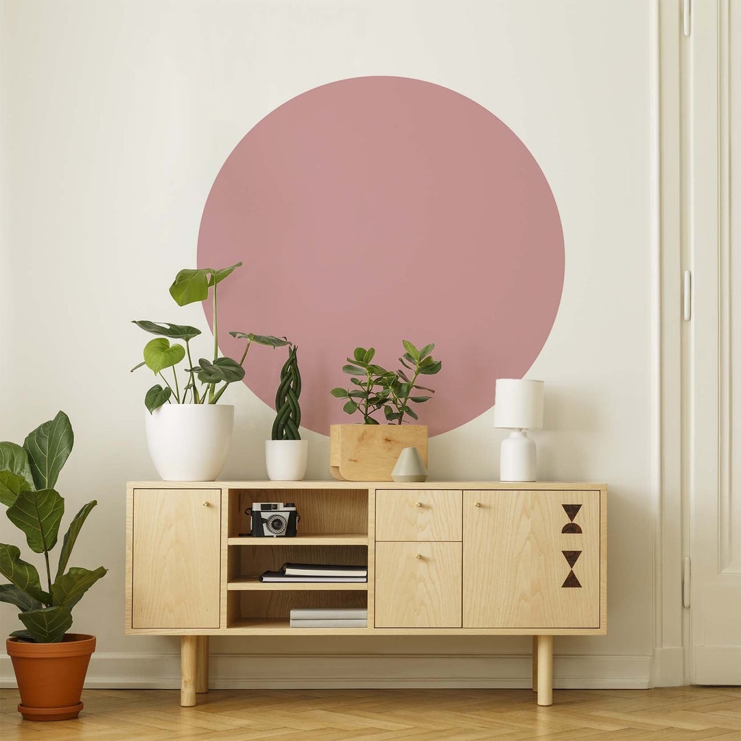 Pink Round Circle Wall Sticker Pink Wall Decal Self-adhesive Wall Art ...
