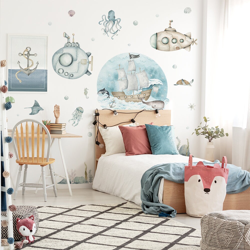 Yokodesign Wall Stickers Underwater Boat Ocean - Etsy